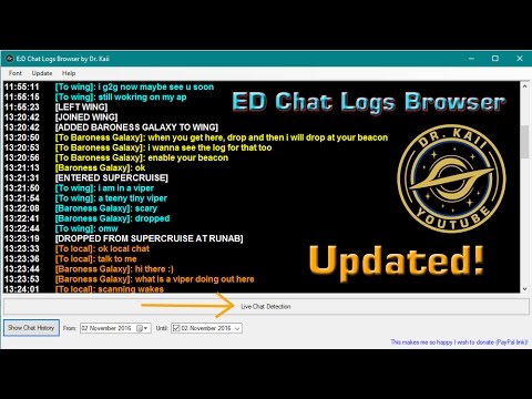 Elite: Tools - ED Chat Log Browser updated!!! - YouTube