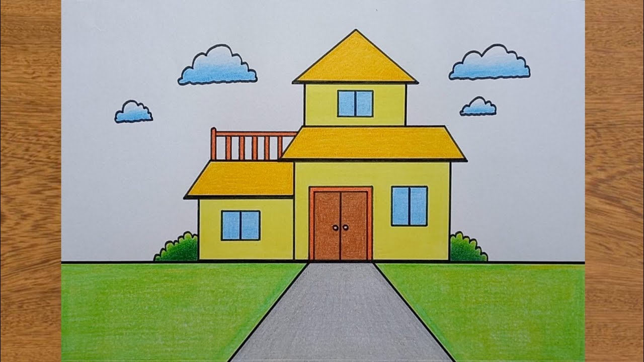 How to draw a house || Very Easy - Drawing a view of the house - YouTube