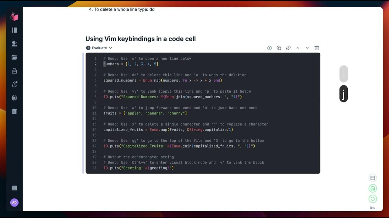 Vim key bindings in Livebook - YouTube