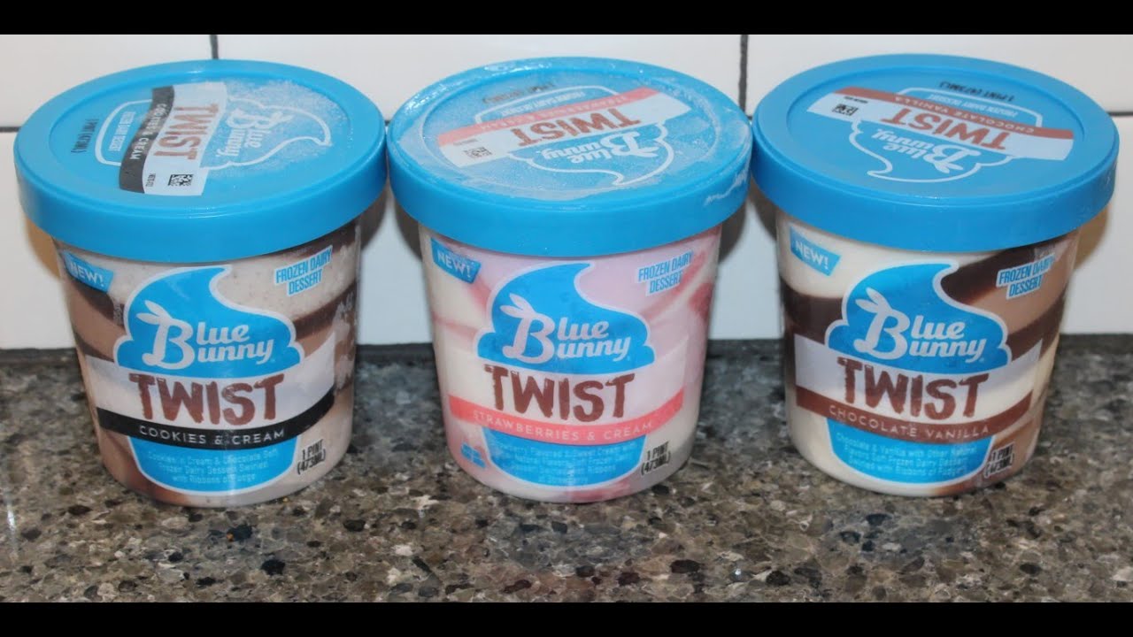 Blue Bunny Twist Frozen Dairy Dessert: Cookies & Cream, Strawberries ...