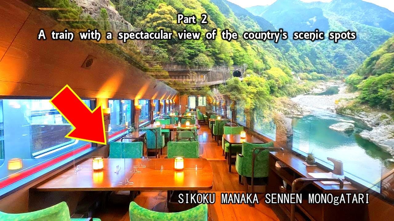 [Scenic view train window] Recommended sightseeing train-Shiawase no ...