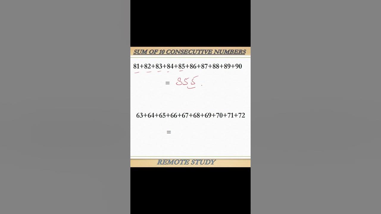 SHORT TRICK II SUM OF 10 CONSECUTIVE NUMBERS #maths #mathstricks #tabletrick #sequence #add ...