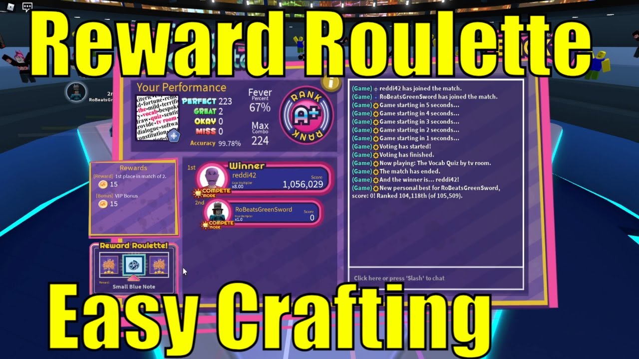 New Reward Roulette in RoBeats | Free Notes for playing a match with ...