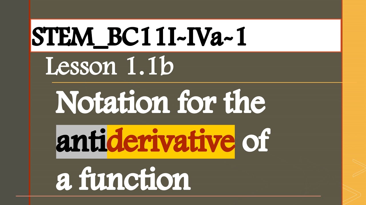 THE CALCULUS: Notation for the Antiderivative of a Function - YouTube