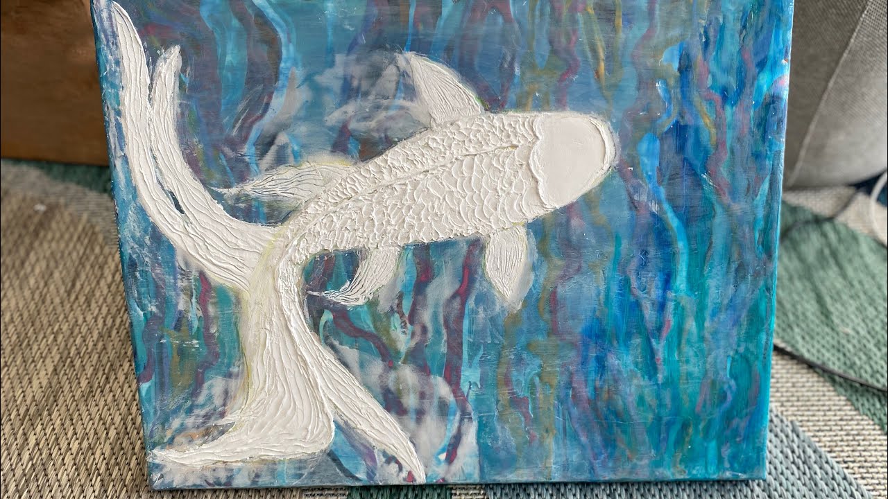 Pt. 1 of 3: Koi Fish, textured paste on canvas - YouTube