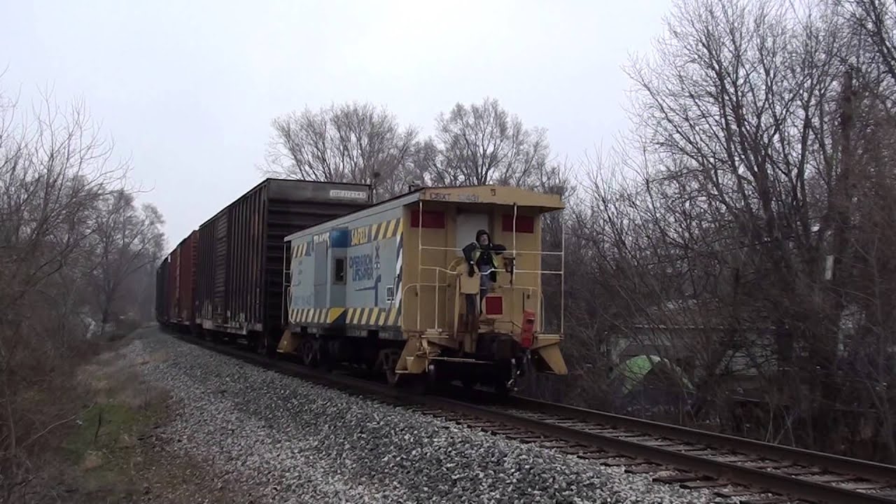 CSX J769 with CSXT Bay Window Caboose 16431 at Dyer, Indiana - YouTube