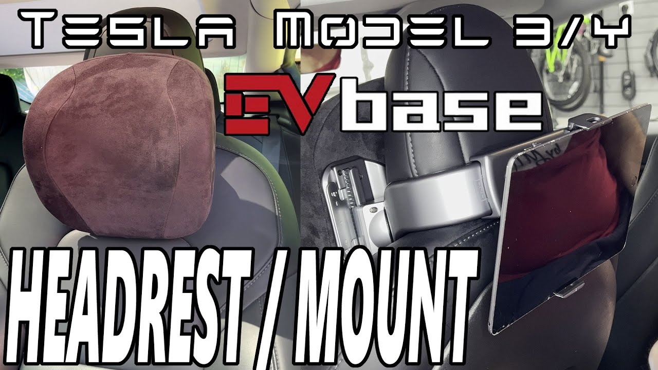 Tesla Model 3/Y - EVbase Adjustable Headrest and Mount for the Model 3 ...