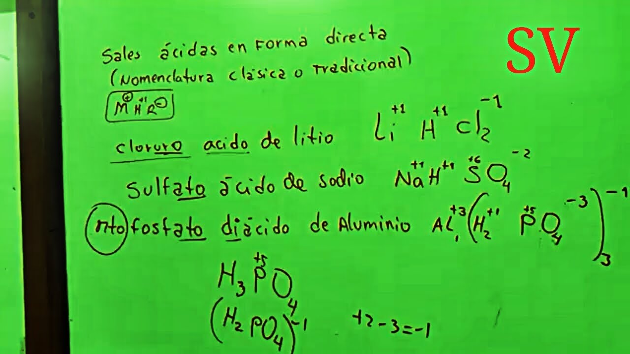 SALES ACIDAS EN FORMA DIRECTA NOMENCLATURA CLASICA O TRADICIONAL - YouTube