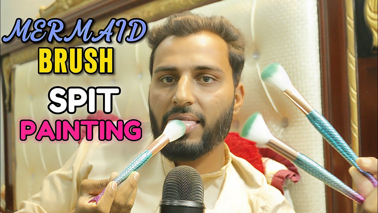 Asmr Spit Painting Use Different Size Mermaid Brushes - YouTube