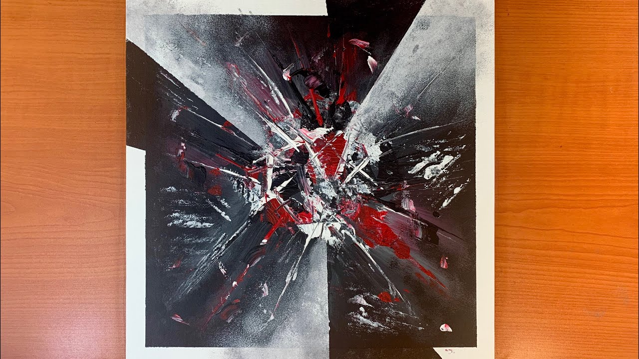 Explosion Red Abstract Painting In Acrylics | Painting Techniques ...