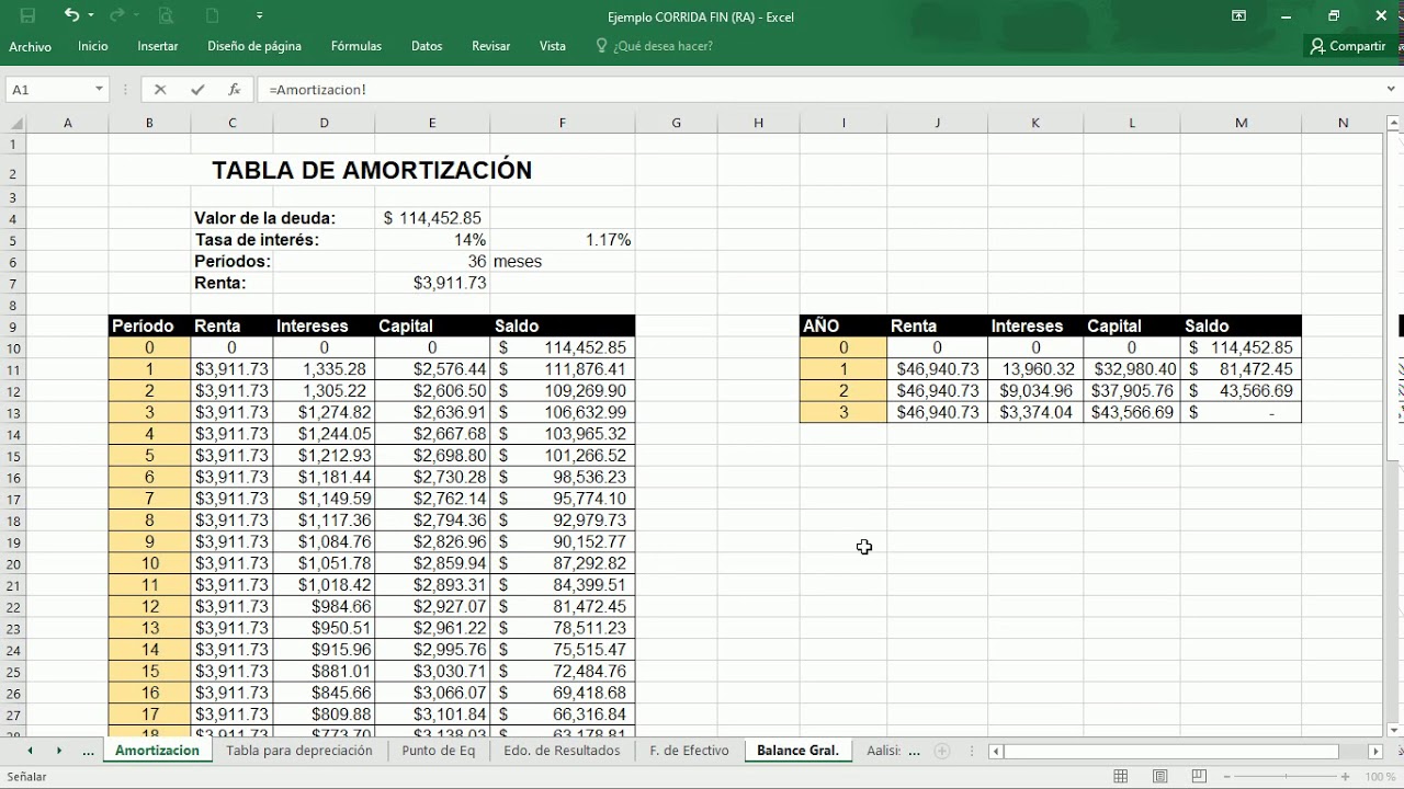 Balance General Proyectado de una Inversion - YouTube
