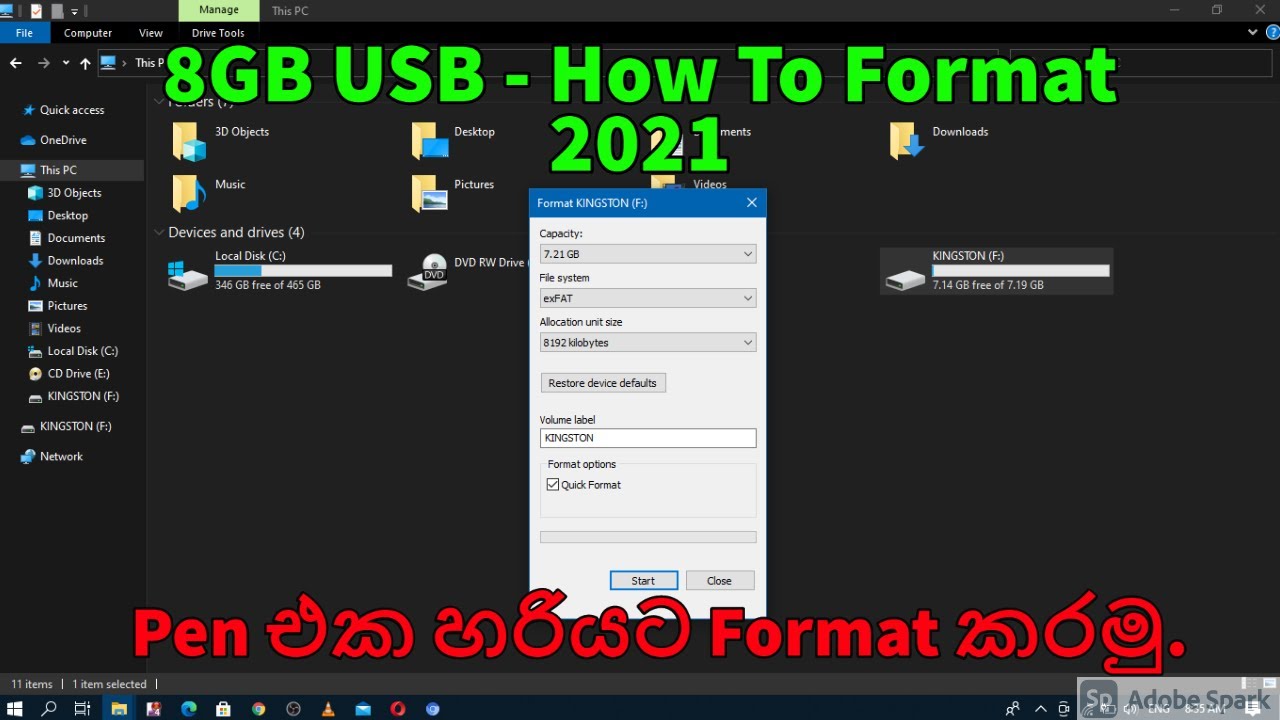 How To Format 8GB Kingston USB Drive|USB Format Correctly 2021|Easy ...