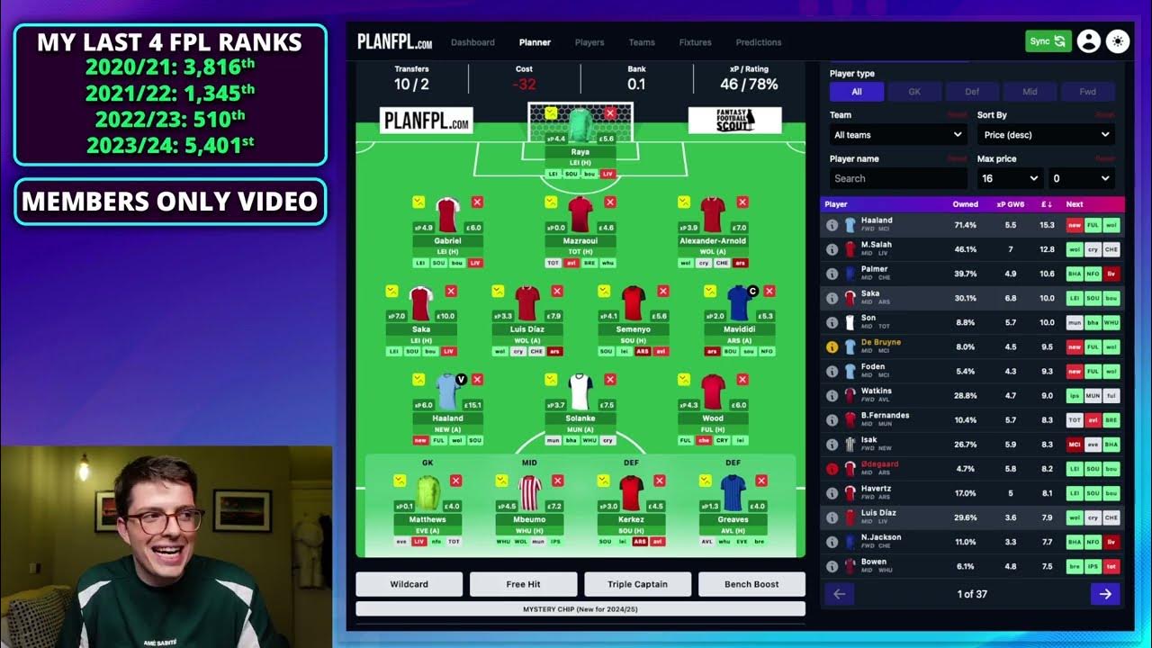 FPL GW6 Wildcard Draft | Members Only Vlog..! | Fantasy Premier League 2024/25 - YouTube