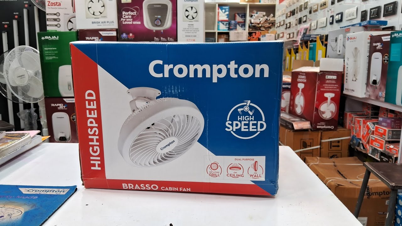 300mm (12") Crompton brasso cabin fan wall mounted fan high speed - YouTube
