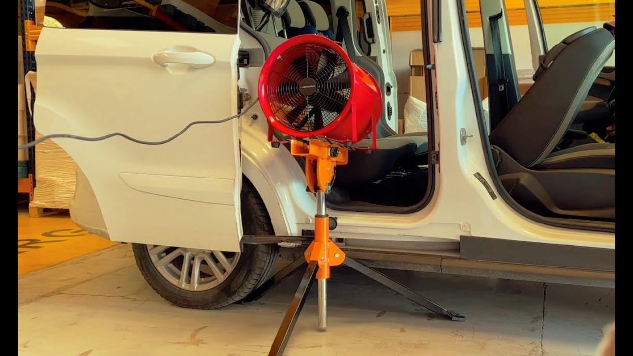 Secador de tapicerías coches con trípode. - YouTube