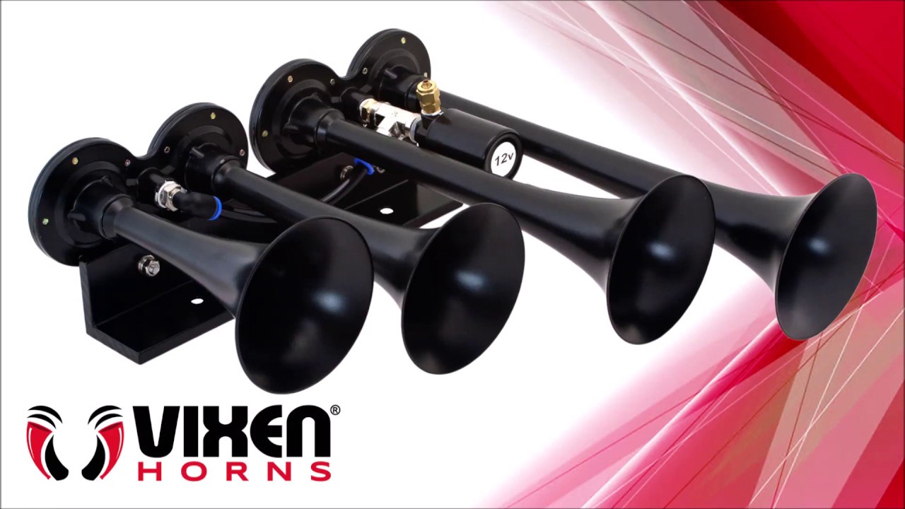 Vixen Horns Quad Trumpet Train Air Horn (Black) for Truck/Car VXH4124B ...