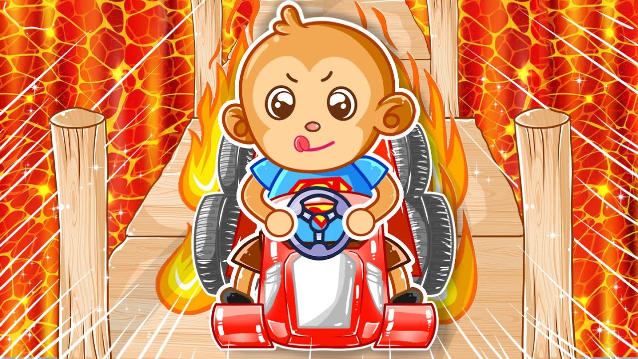 Monkey Baby goes to pick fruit and swim with the puppy (Cartoon ...