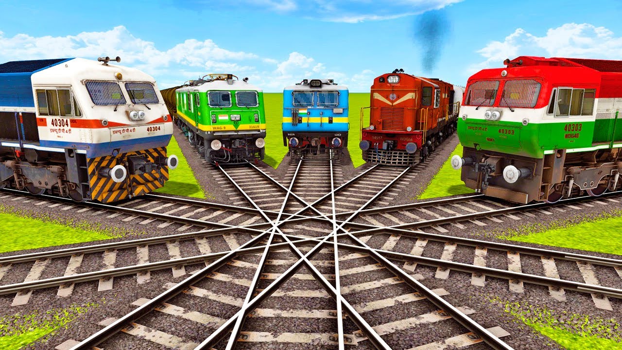 TRAINS BRANCHED DIAMOND RAILROAD CROSSING AT BUMPY TRACKS | Train ...