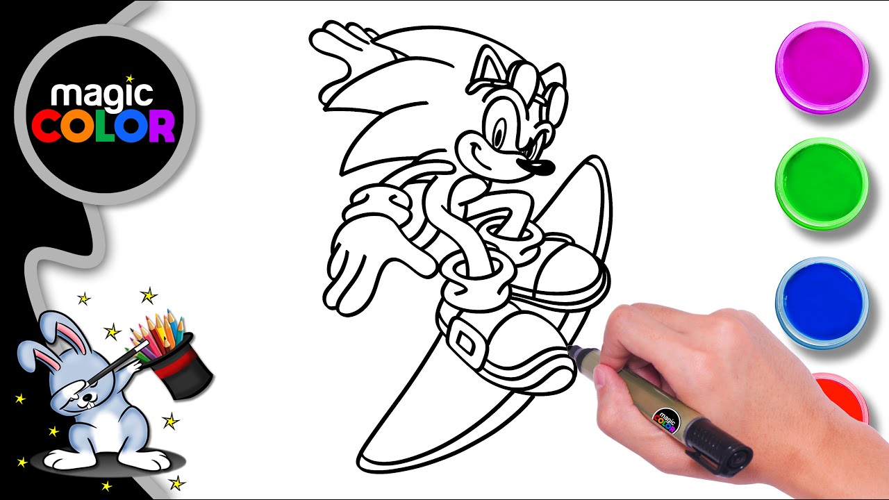 How to draw Sonic Surfing - Easy Draw Magic Color for kids - Magic ...
