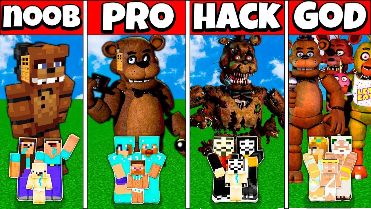 Minecraft Battle: FAMILY FNAF HOUSE BUILD CHALLENGE NOOB vs PRO vs ...