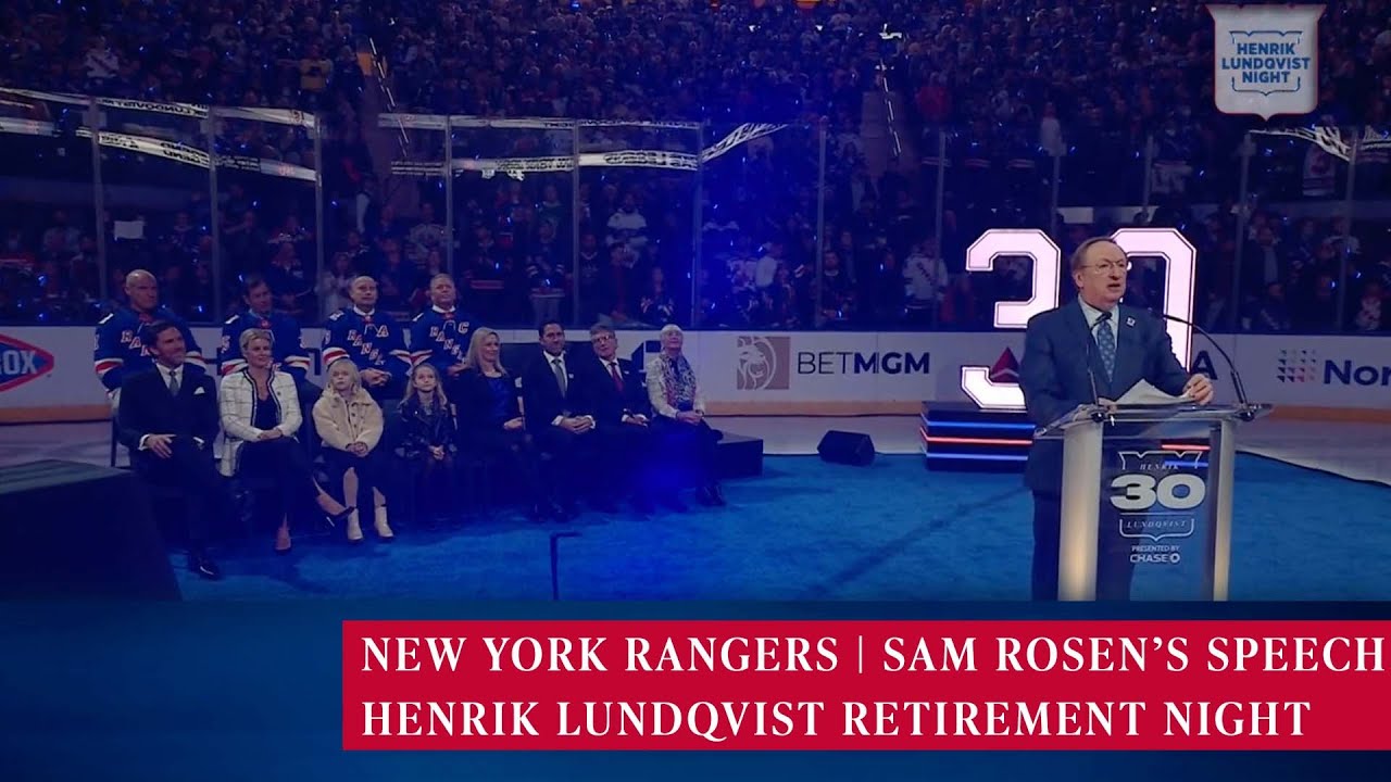 New York Rangers: Sam Rosen's Speech for Henrik Lundqvist's Retirement ...