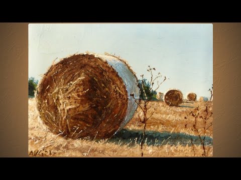 How To Paint Bales Of Hay In Acrylic On Miniature Canvas - YouTube