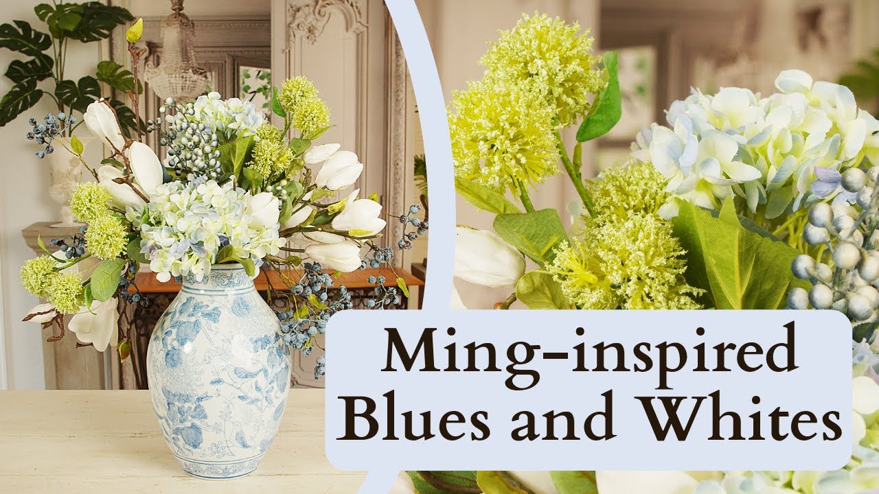 A Blue and White Floral Design in a Ming-inspired Vase | Hydrangea ...