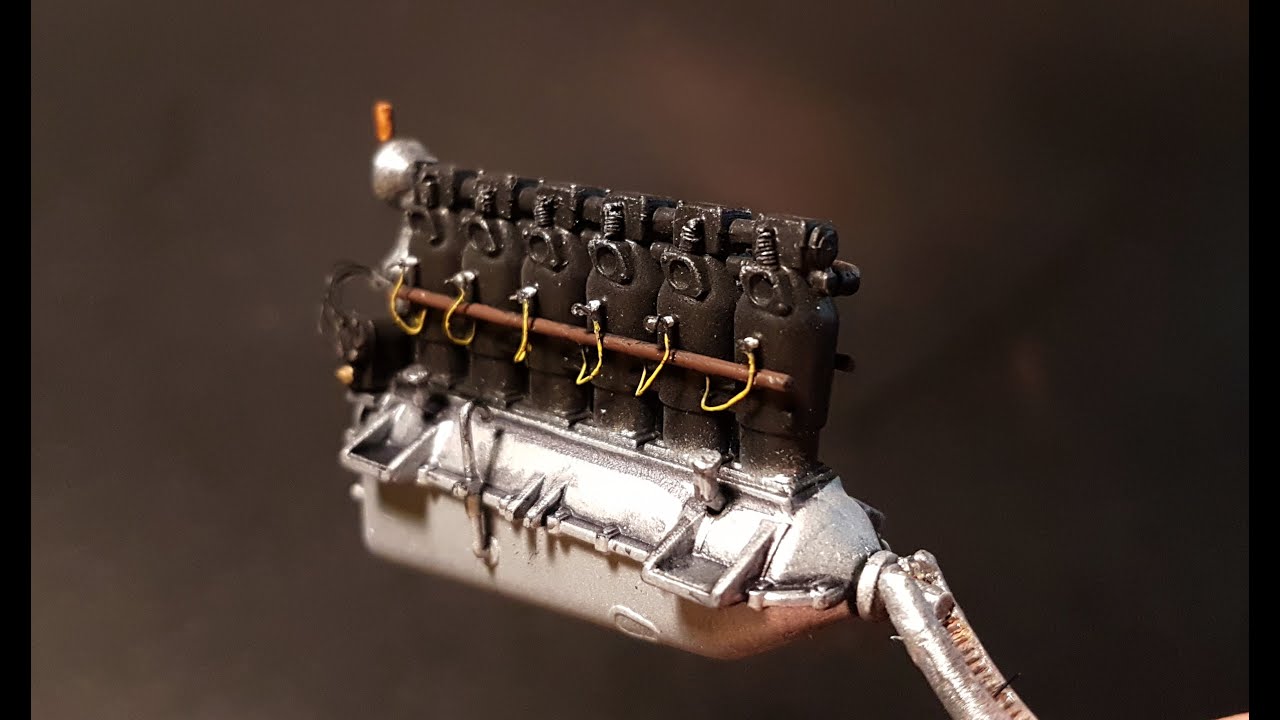 How to make 1/32 Mercedes D.III engine from Roden kit - YouTube