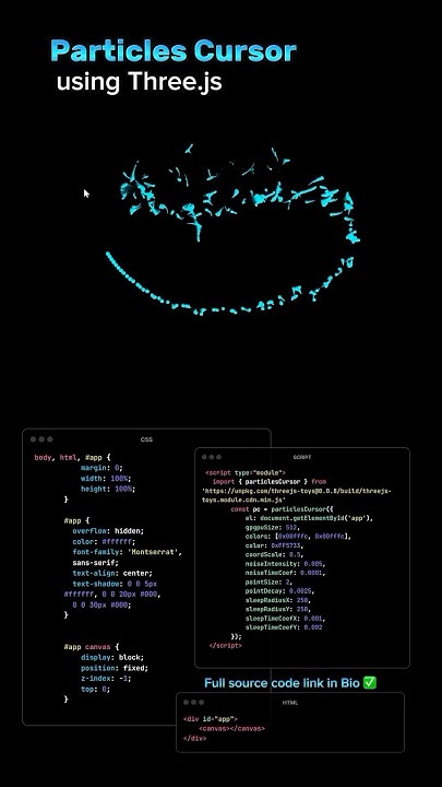 Particles Cursor using Css & Three.js #css #coding #html - YouTube