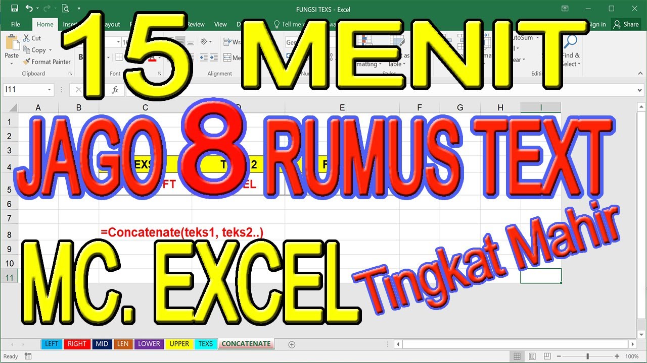 Cara Mudah Delapan Rumus Text Mc. Excel - YouTube