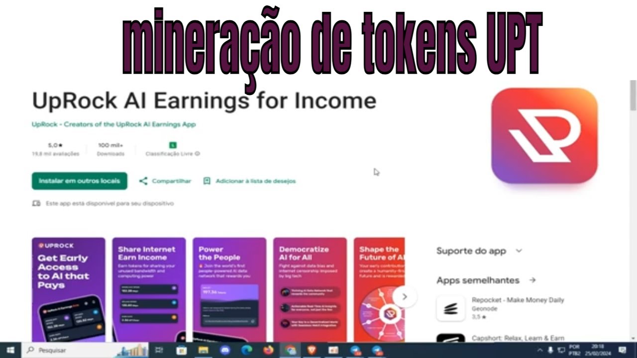 UpRock App Tokens UPT a cada Hora - YouTube