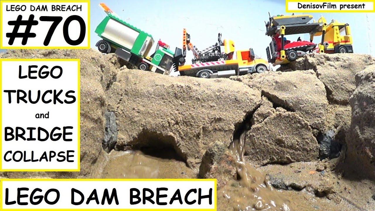 LEGO DAM BREACH #70 - NEW LEGO TRUCKS AND BRIDGE COLLAPSE - YouTube