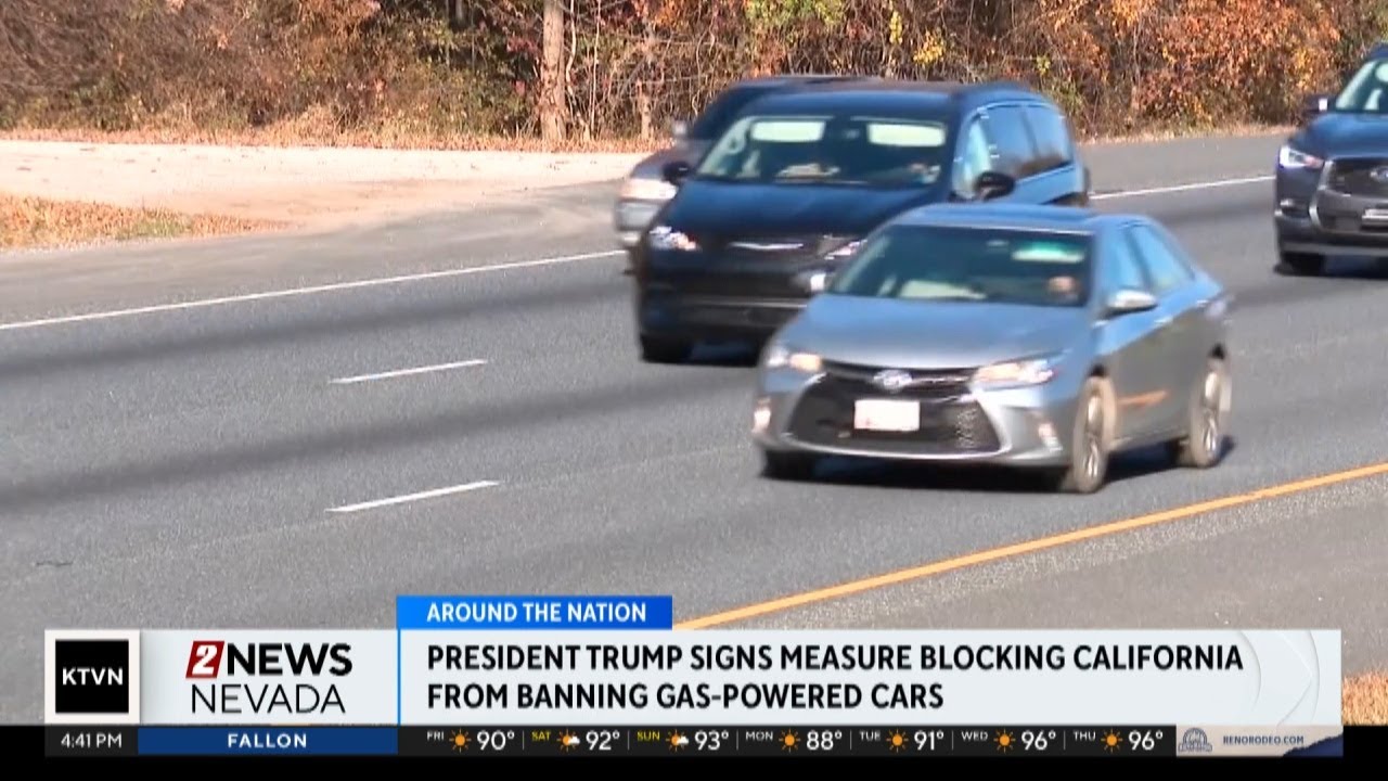 President signs measure blocking California's gas-powered car ban - YouTube