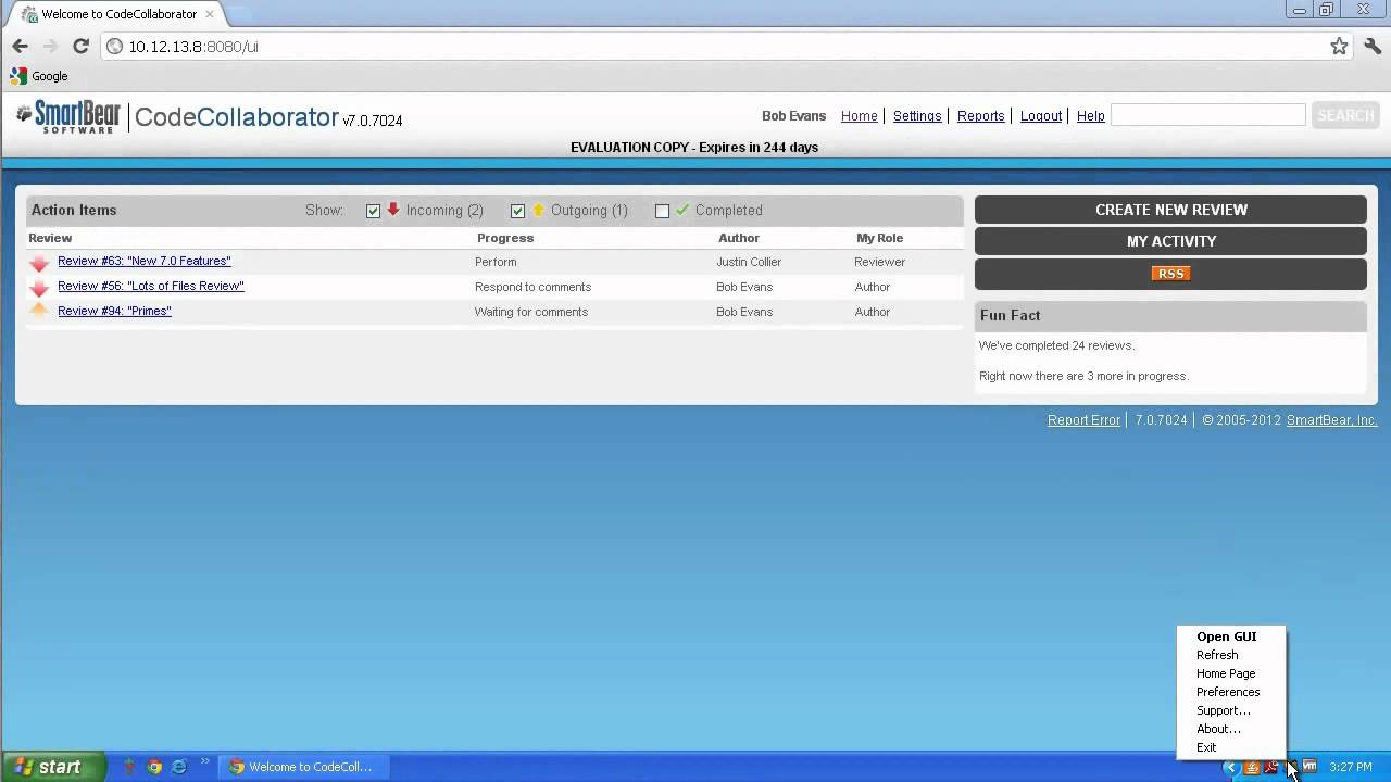 Integrating the CodeCollaborator and PeerReview Complete clients with ...
