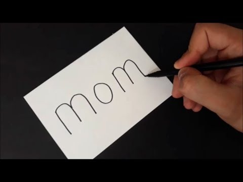 How to turn words MOM into a Cartoon ! Learn drawing art on paper for ...
