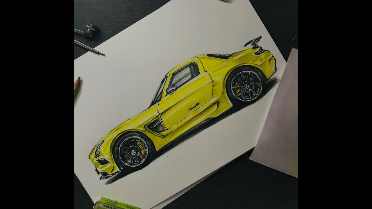 MERCEDES BENZ SLS AMG BLACK SERIES TIME-LAPSE DRAWING 🔥🔥 - YouTube