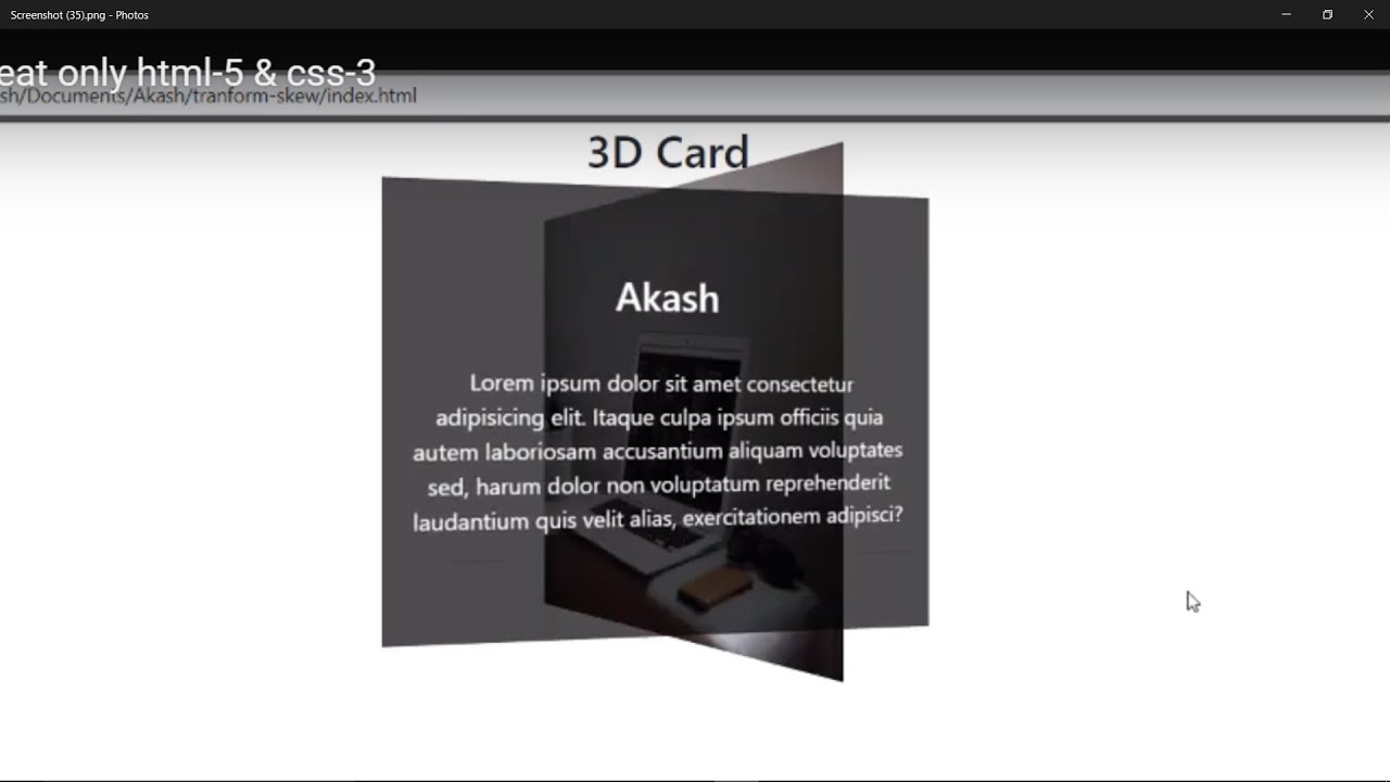 Responsive 3D Card creat only html-5 & css-3 - YouTube