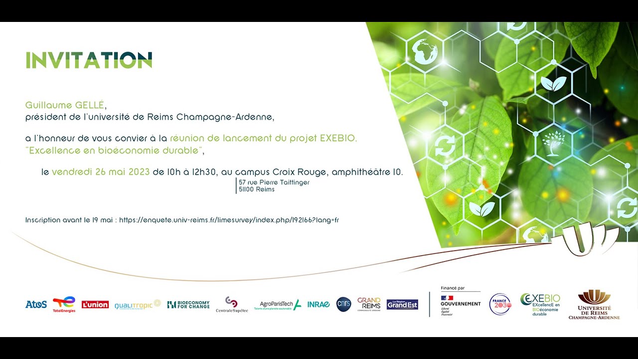 Lancement du projet EXEBIO, "Excellence en bioéconomie durable" - YouTube