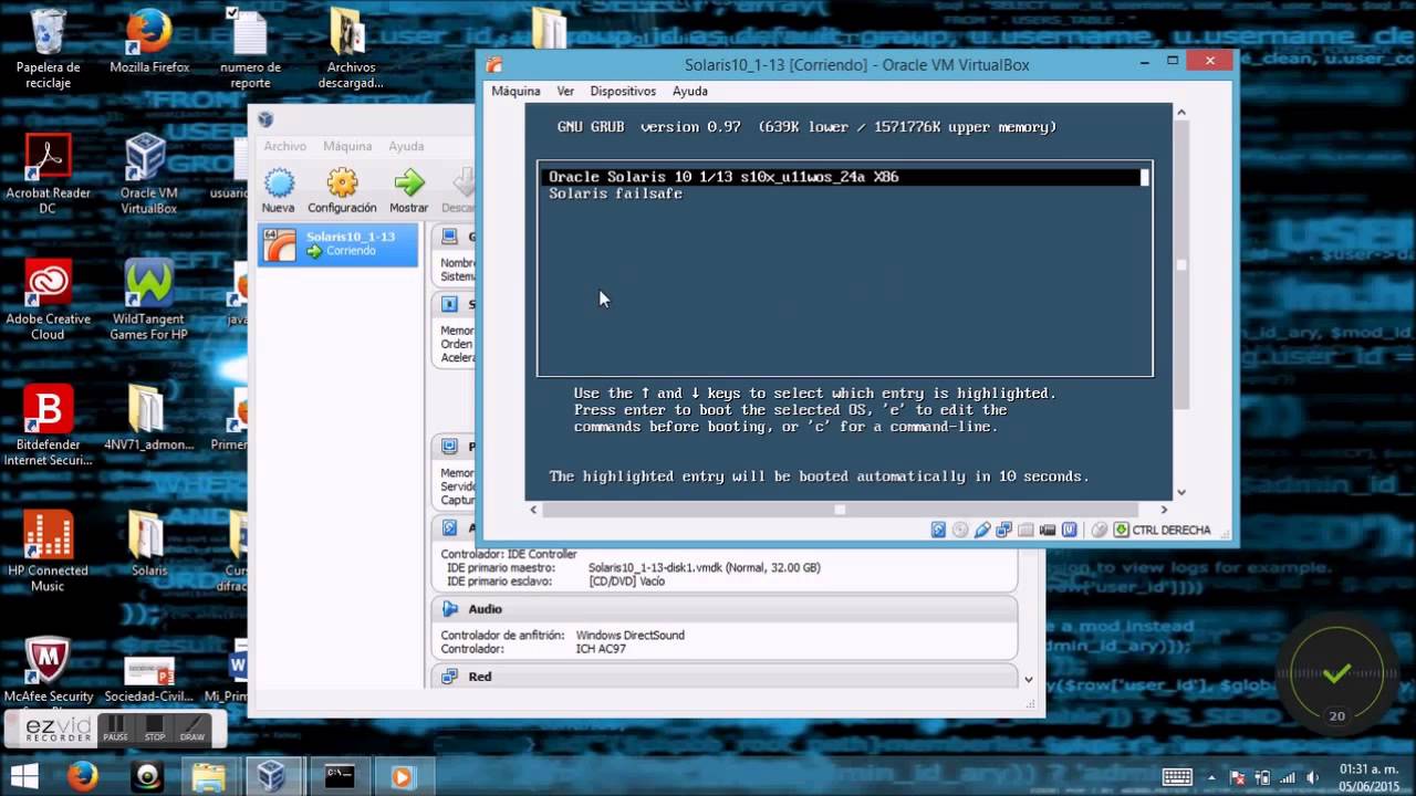 Virtualizacion Solaris 10 en Windows 8 con Virtual Box - YouTube