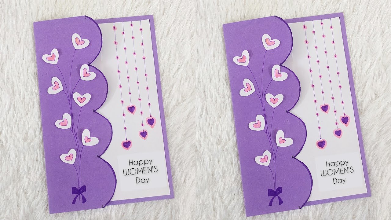 Women's day greeting card making handmade | how to make women's day ...