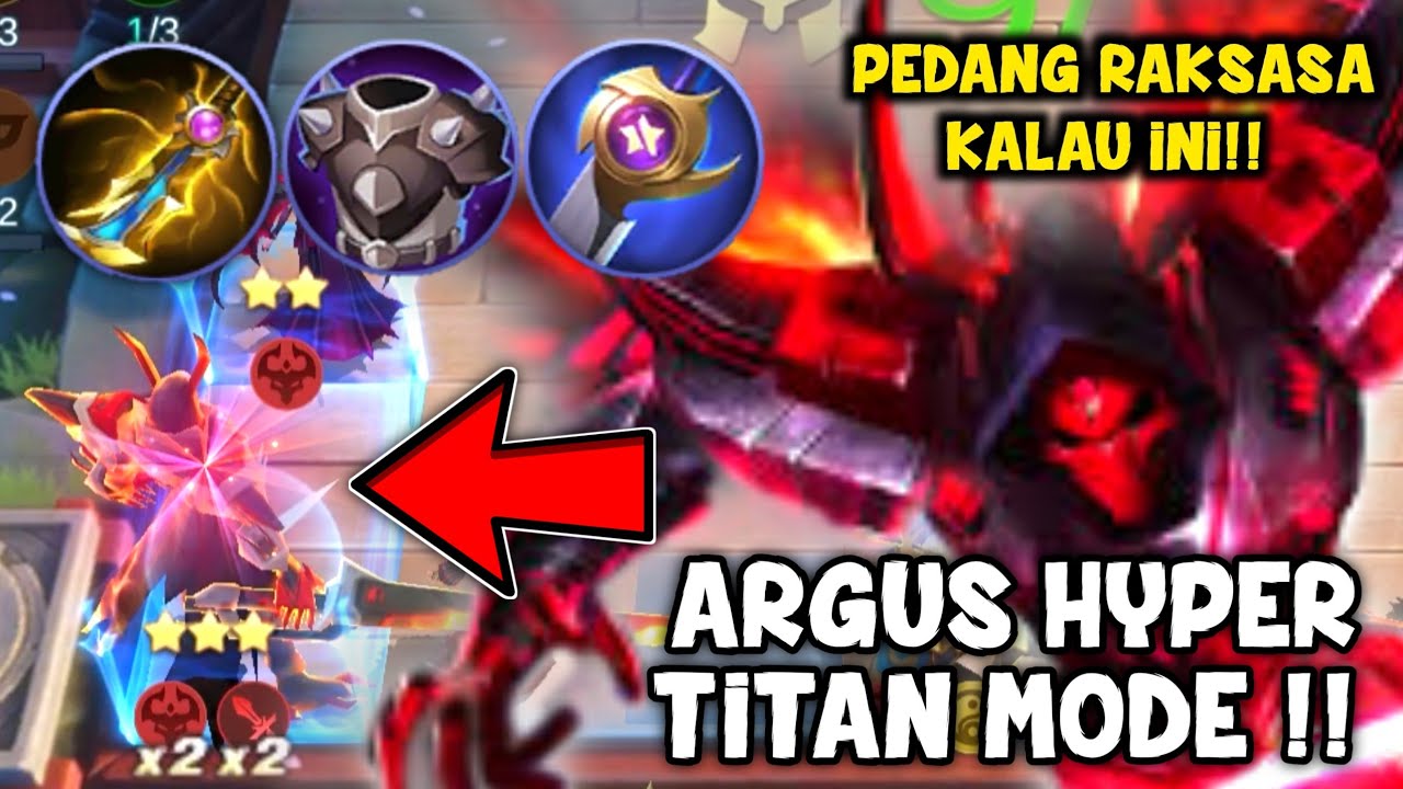 ARGUS HYPER TITAN MODE!! PEDANG RAKSASA MAGIC CHESS COMBO TERBARU 2022!! COMMANDER LING SKILL 2 ...