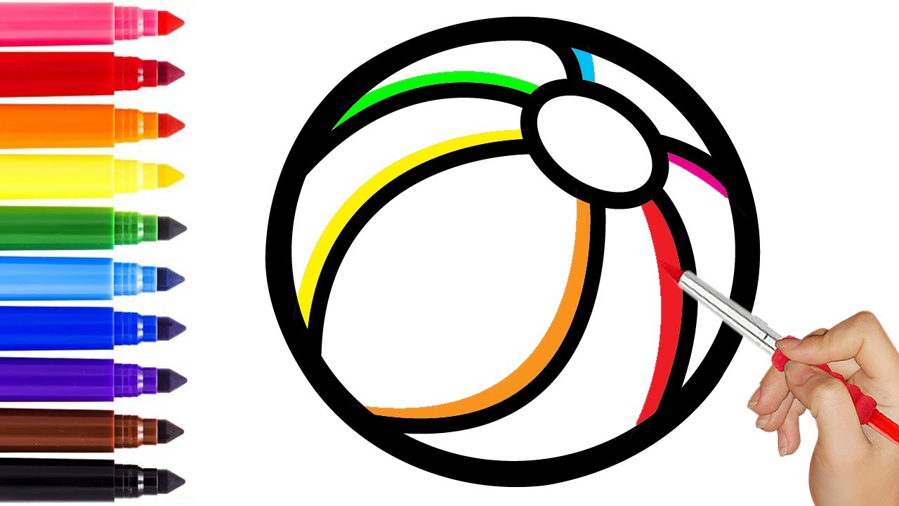 How to draw ball and color rainbow for kids - YouTube