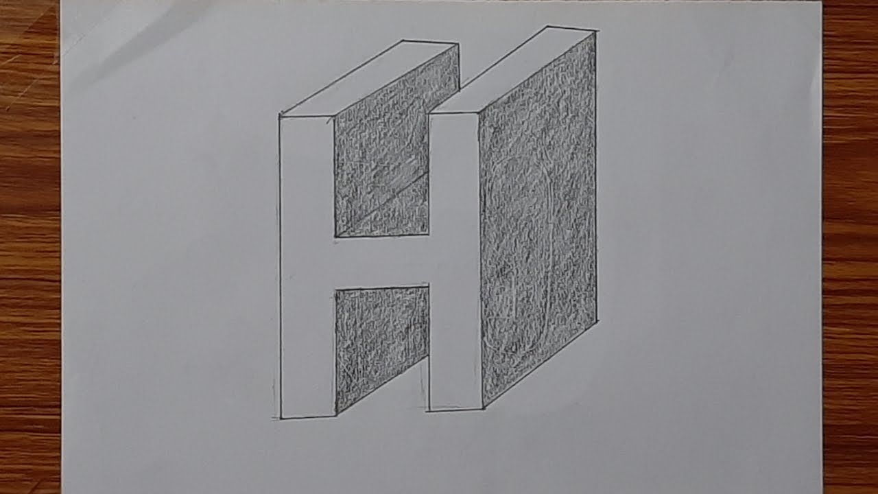 Very Easy!! How To Draw 3D capital Letter "H" - YouTube
