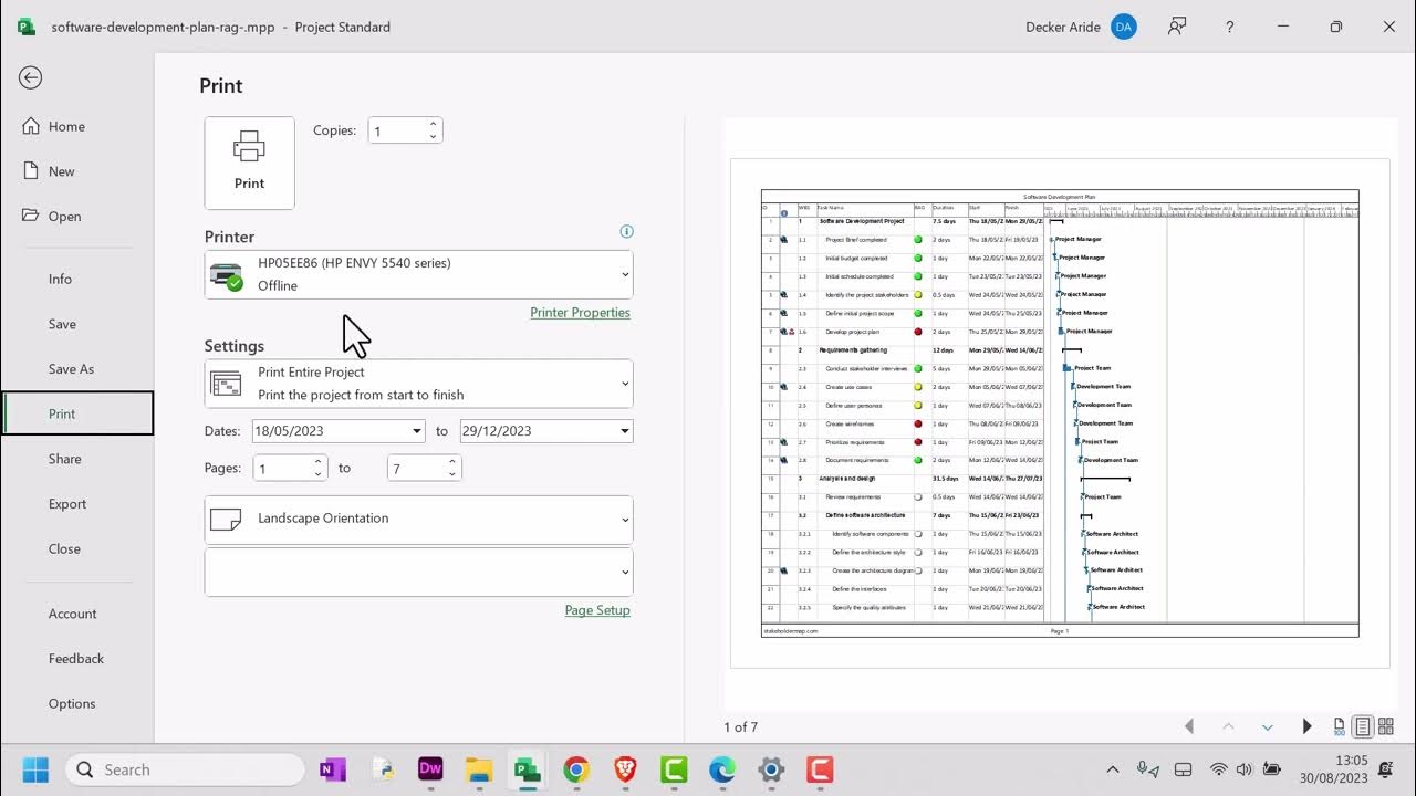 Print or Save Microsoft Project Schedules to PDF - YouTube