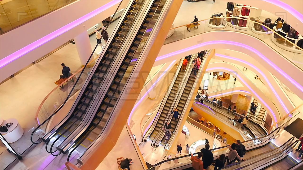 Escalators In A Mall Stock Video - YouTube