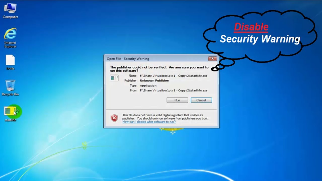 how to remove open file security warning - YouTube
