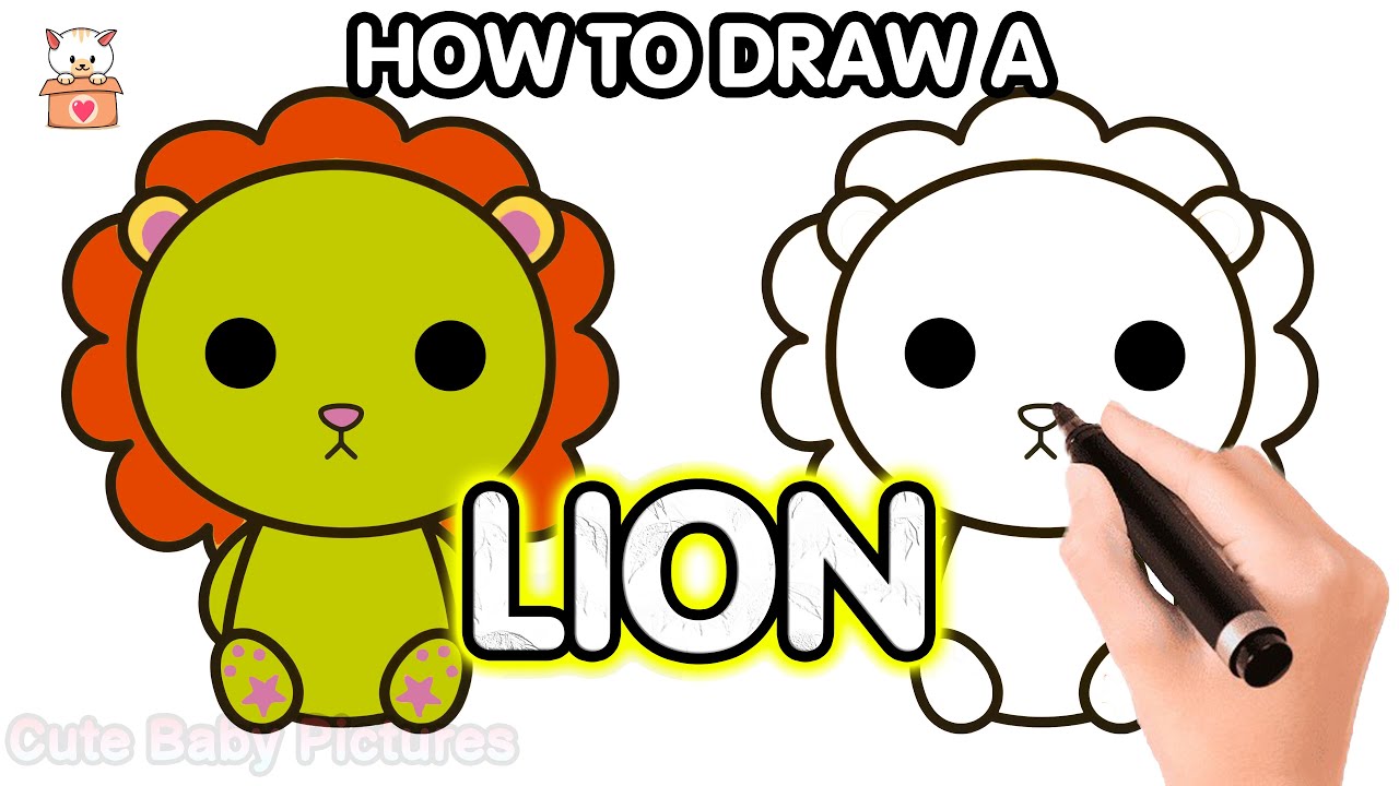 🦁 How to draw a cute lion? Easily and simply! A drawing for kids step ...