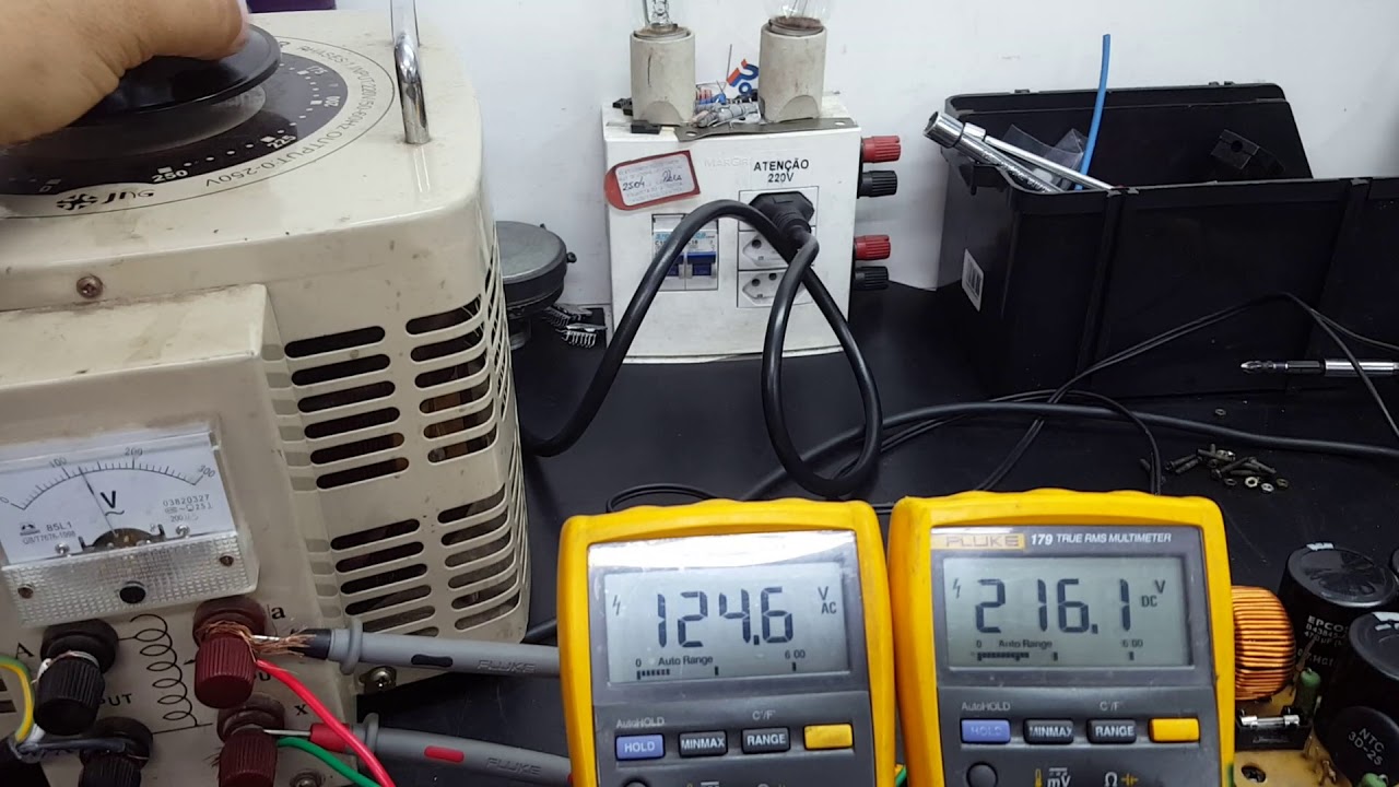 Teste Fonte PFC com Variac, Variando a tensão da Rede - YouTube