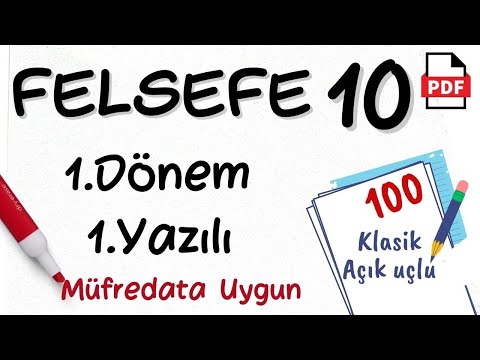 Felsefe 10. Sınıf 1. Dönem 1. Yazılı Yeni Müfredat Maarif Model Felsefe Soruları +PDF