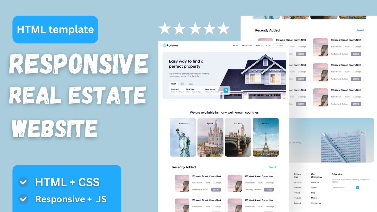 🏠 Real Estate Website Using HTML ,CSS & JavaScript || Free Source Code ...